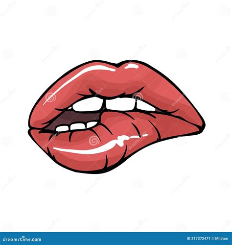 Wet Red Lips With Teeth Pop Art Set Backgrounds Cartoon Vector