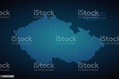 濃い青の背景にチェコ共和国のベクター点線スタイルの地図 チェコ共和国のベクターアート素材や画像を多数ご用意 チェコ共和国 地図