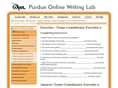 Tense Consistency Exercise 2 Worksheet For 6th 12th Grade Lesson Planet