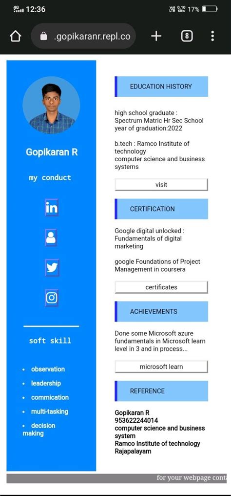 Gopikaran R On Linkedin Just Using Html And Css Creating A Resume