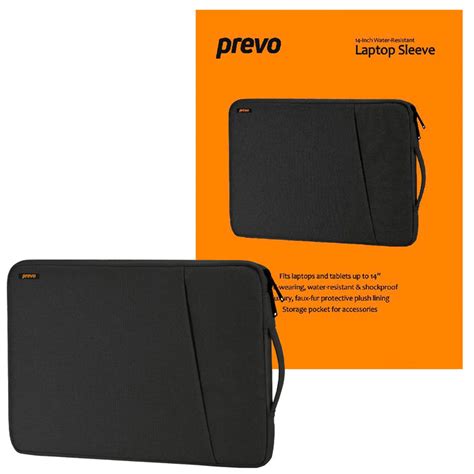 Prevo 14 Inch Laptop Sleeve Side Pocket Cushioned Lining Black