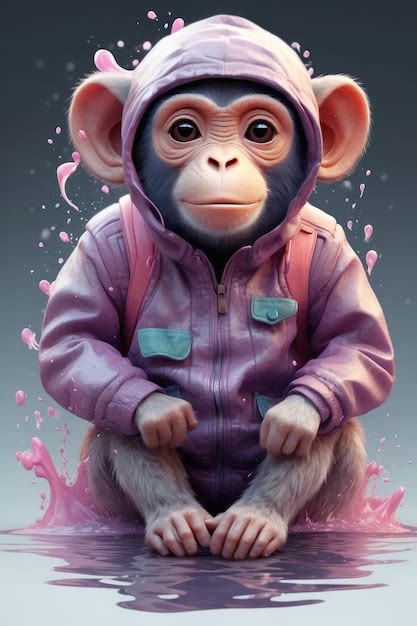 Premium AI Image Splash Of Joy Studio Ghibli Monkey Fantasy On Modern TShirt