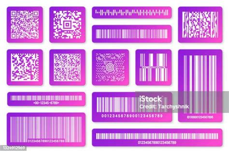 Modern Colorful Product Barcodes And Qr Codes Identification Tracking Code Serial Number Product