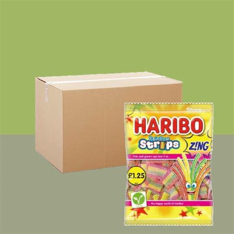 Box Of 12 Haribo Fizzy Rainbow Strips 130g From One Pound Sweets