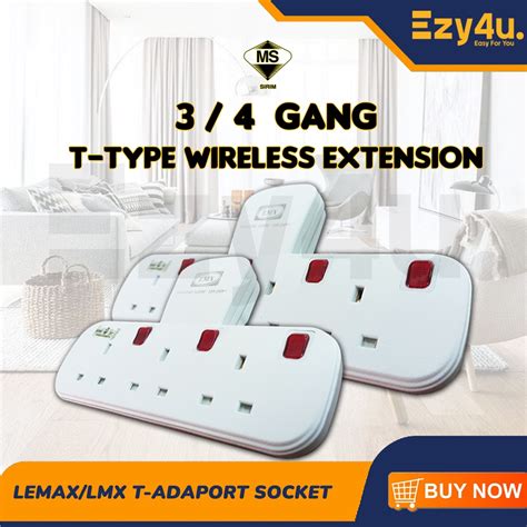 Lemax 3 4 Way T Adaport Multi Adaptor Extension Trailing Socket With