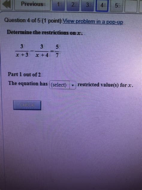solved previous question 4 of 5 1 point view problem in a
