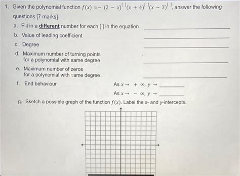 Solved 1 Given The Polynomial Function F X 2 X X