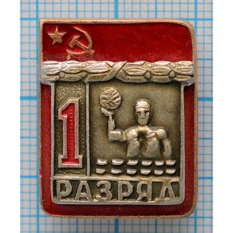 Значок серия "Разрядник", 1 разряд - Водное поло, Тип-1, Накладной купить