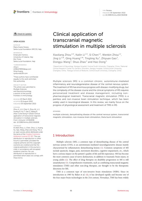 Pdf Clinical Application Of Transcranial Magnetic Stimulation In Multiple Sclerosis