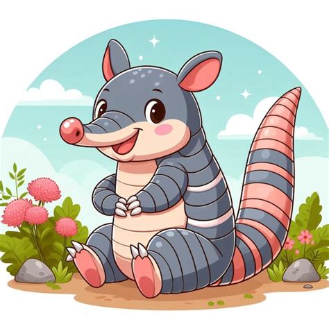 Premium Vector Cute Armadillo Vector Cartoon Illustration