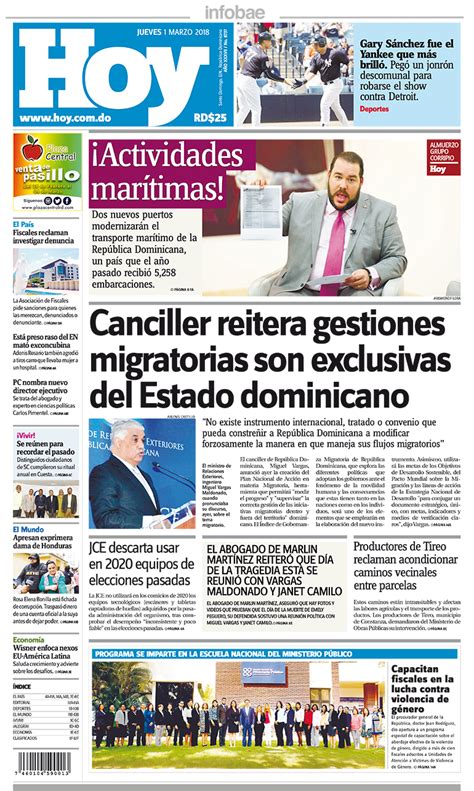 Hoy República Dominicana Jueves 01 de marzo de 2018 Infobae