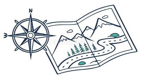 Map And Compass Icon Travel Navigation Direction Symbol And