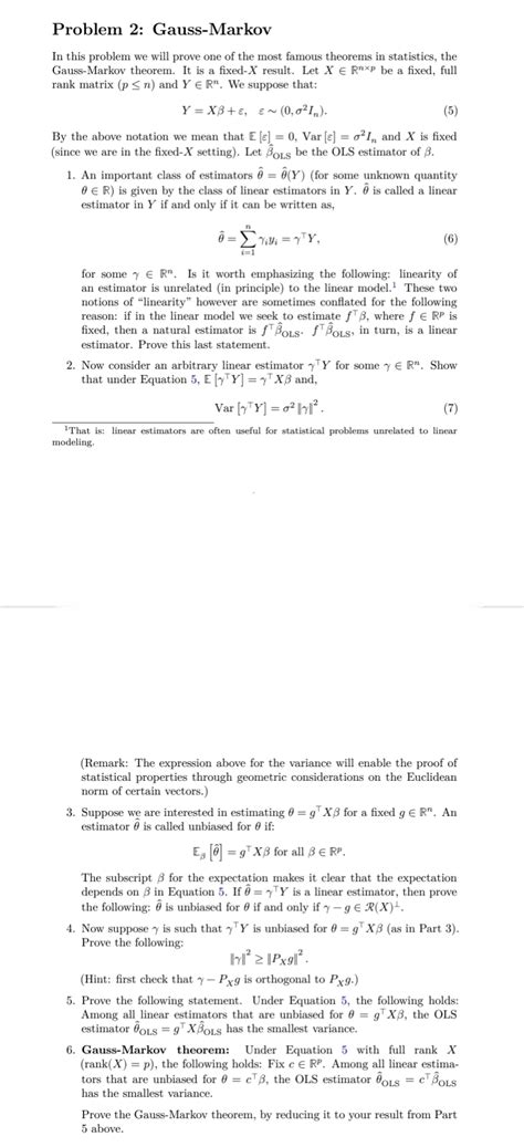 Solved Problem 2 Gauss Markovin This Problem We Will Prove
