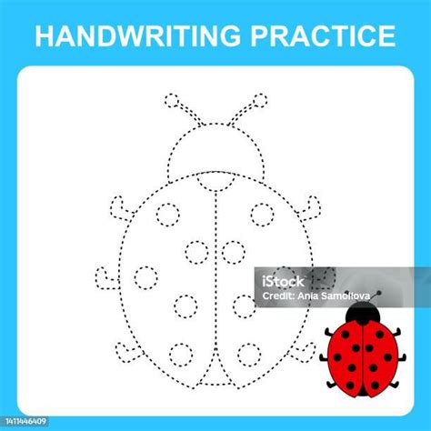 필기 연습 무당 벌레의 선을 추적합니다 교육 아이 게임 색칠 공부 시트 시트 인쇄 가능한 워크 시트 벡터 일러스트 레이 션 무당벌레에 대한 스톡 벡터 아트 및 기타 이미지