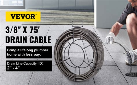 Vevor Drain Cleaning Cable 75 Feet X 38 Inch Solid Core Cable Sewer