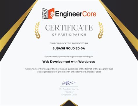 Subash Goud On Linkedin Successfully 🤗 Completed Web Development Course With Wordpress In Iiit