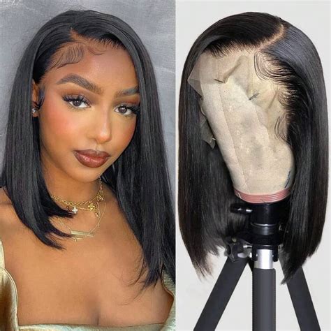 Peruca Bob De 14 Polegadas Cabelo Humano 13x4 Perucas De Renda