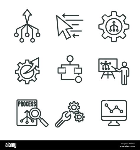 Workflow Efficiency Icon Set With Operations Processes Automation Etc Stock Vector Image