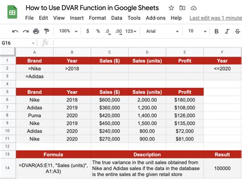How To Use DVAR Function In Google Sheets Sheetaki