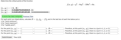 Solved Determine the critical points of the function f (x, | Chegg.com