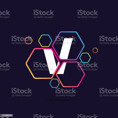 알파벳 V 아이콘이 육각형 패턴 0명에 대한 스톡 벡터 아트 및 기타 이미지 0명 교육 그라데이션 Istock