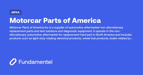 Mpaa Motorcar Parts Of America Fundamentei