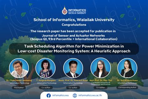 The School Of Informatics Walailak University Would Like To Extend