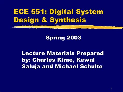 Ppt Ece 551 Digital System Design And Synthesis Powerpoint Presentation Id4285326