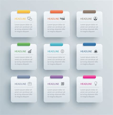 Premium Vector Infographics Rectangle Paper Index With 9 Data Template