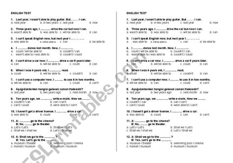 Placement Test Esl Worksheet By Nurs