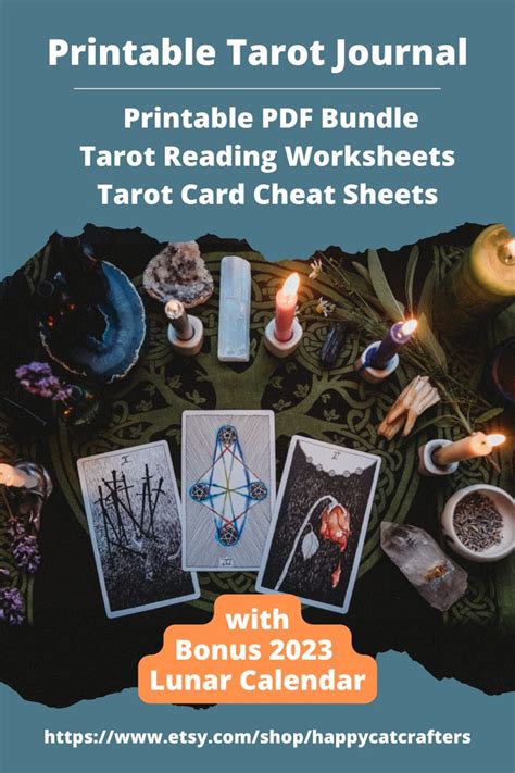 Printable Tarot Journal 2023 Lunar Moon Phase Calendar Printable Tarot