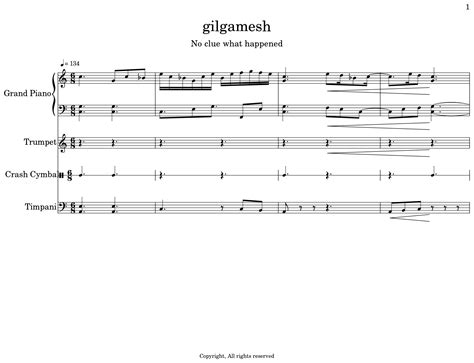 Gilgamesh Sheet Music For Piano Trumpet Drum Set Timpani