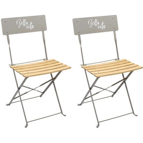 MALAM Lot De 2 Chaises Pliantes Taupe Motif Bella Vita