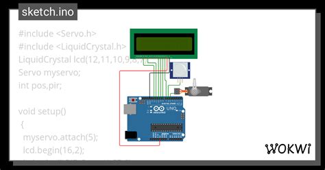PIR Servo LCD Wokwi ESP32 STM32 Arduino Simulator