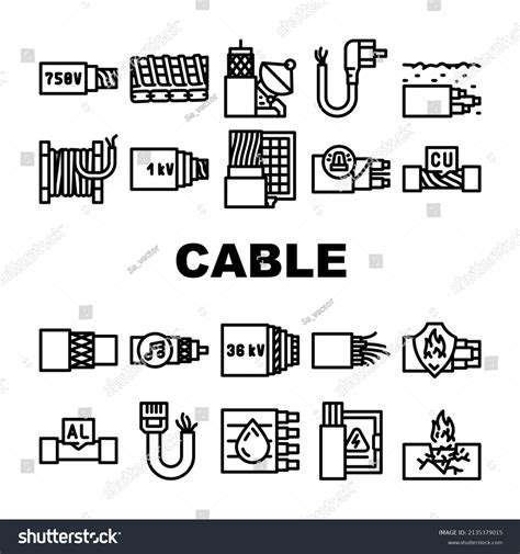 Cable Wire Electrical System Icons Set Stock Vector Royalty Free