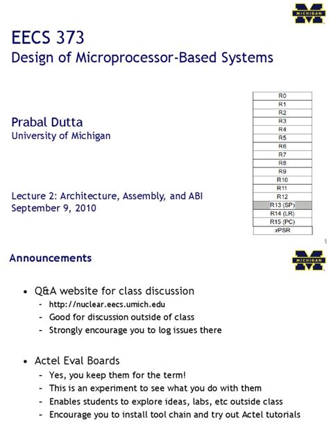 Eecs 373 Design Of Microprocessor Based Systems Pdf Embedded