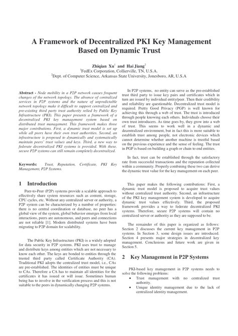Pdf A Framework Of Decentralized Pki Key Management Based On Dynamic Trust