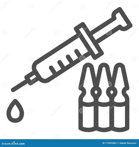 Icône De Ligne Seringue Et Ampoule Pictogramme De Style Du Vaccin