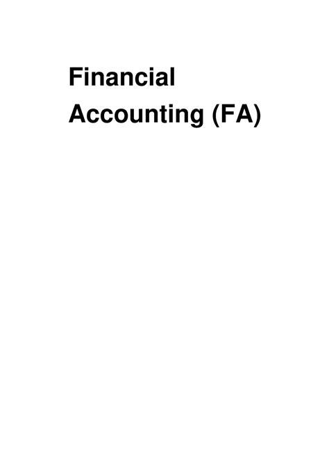 Acca Fa Notes Acca Financial Accounting Fa Chapter 1 Introduction