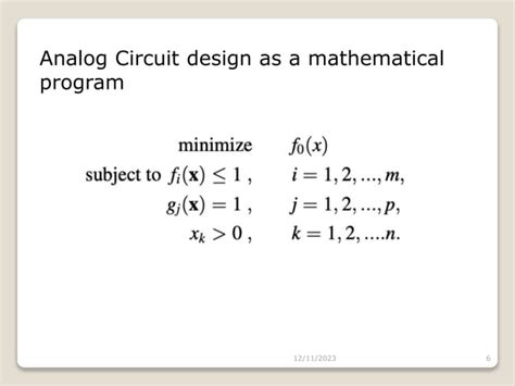 Analog Vlsi Circuit Optimization Technique Pptx