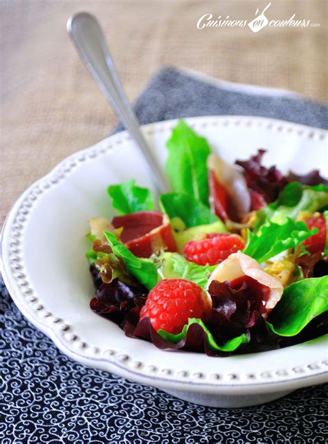 Salade de magret de canard séché mozzarella et framboises