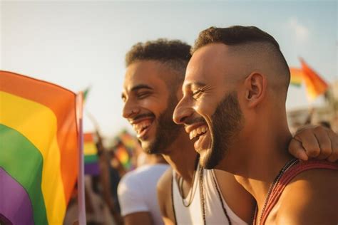 Premium Ai Image Beautiful Couple Celebrating On The Beach At Lgbtq