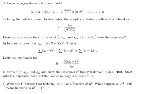 Solved Consider Again The Simple Linear Model Indep N Chegg Com