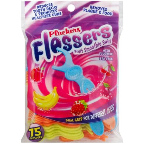 Plackers Flossers Fruit Smoothie Swirl Bpa Free Dual Grip Flossers 75