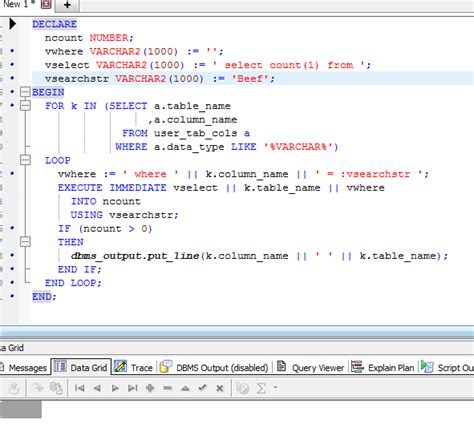 Sql Search Entire Database In Toad For Searchterm Stack Overflow