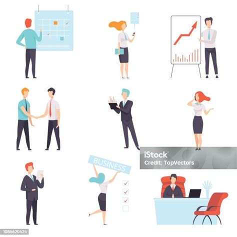 기업인 성공적인 비즈니스 문자에서 흰색 배경에 사무실 벡터 일러스트 레이 션 작업 달력에 대한 스톡 벡터 아트 및 기타 이미지 달력 비즈니스 수트 Istock