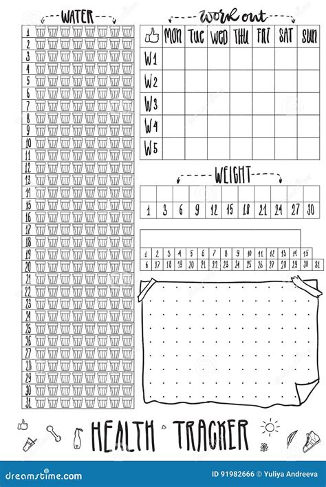 Cute Tracker Water Hydrate Journal Mood Notes And Habits Trackers