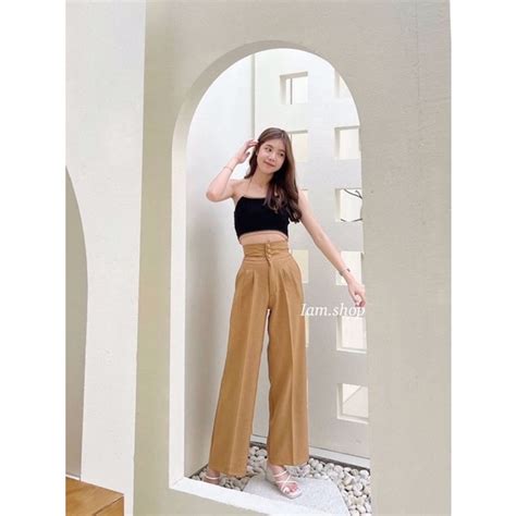กางเกงขากระบอกใหญ่ขอบเอวหนา Iamshop Pants Thaipick