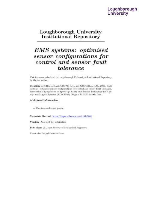 pdf ems systems optimised sensor configurations for control and