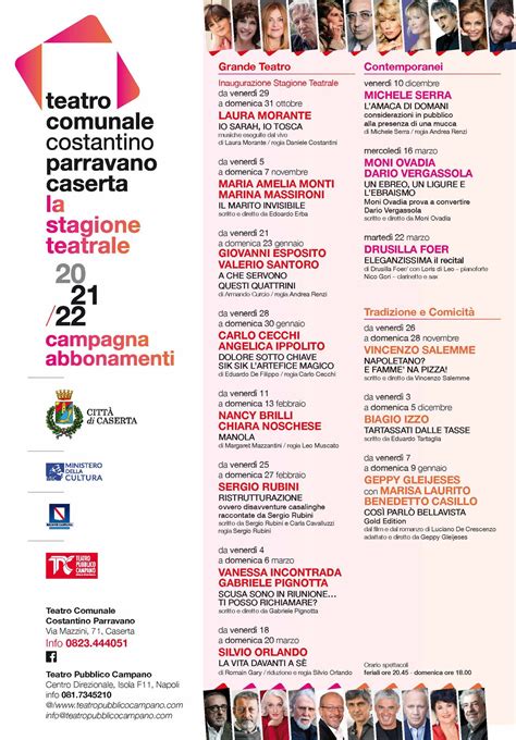 Il 29 Ottobre Parte La Stagione 20212022 Del Teatro Comunale Parravano